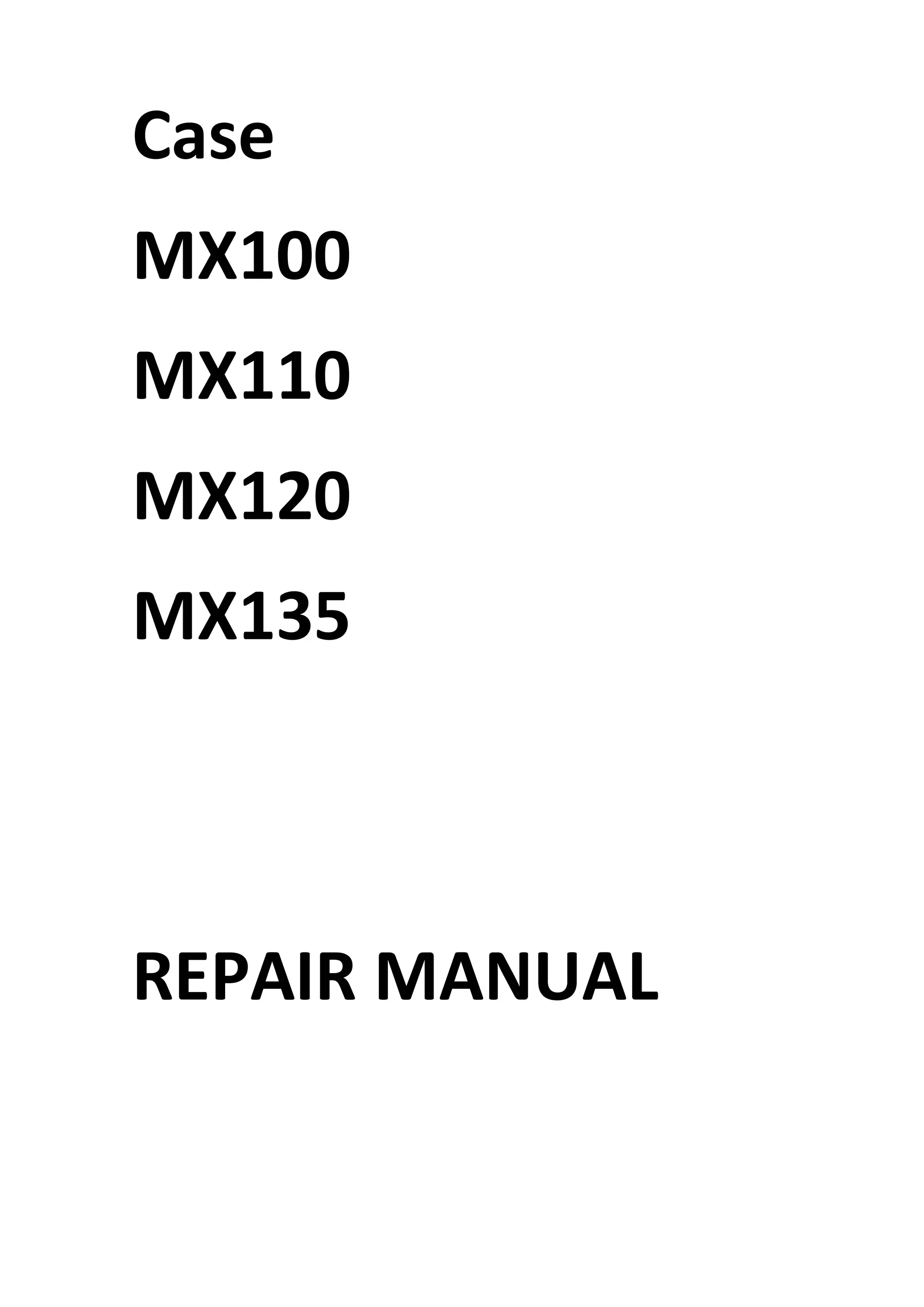 Case MX100 MX110 MX120 MX135 Manual | PDF
