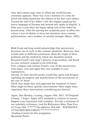 Case of Anna O (Due Monday, Evening, by 8P.M. Eastern Standard Tim.docx ...