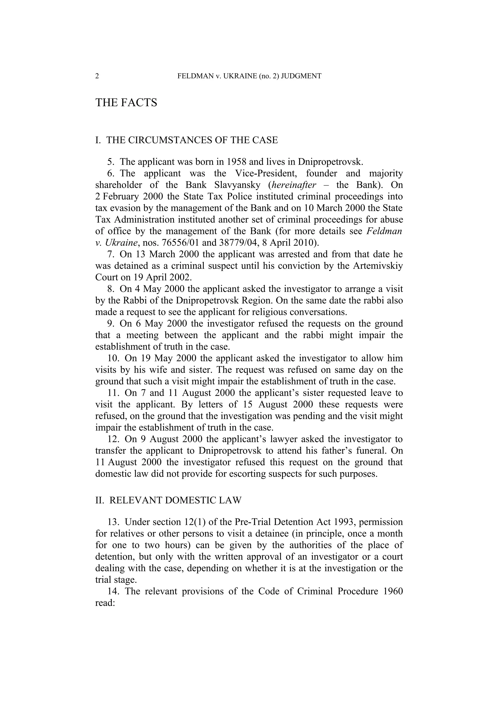 Case of feldman v. ukraine (no. 2) | PDF