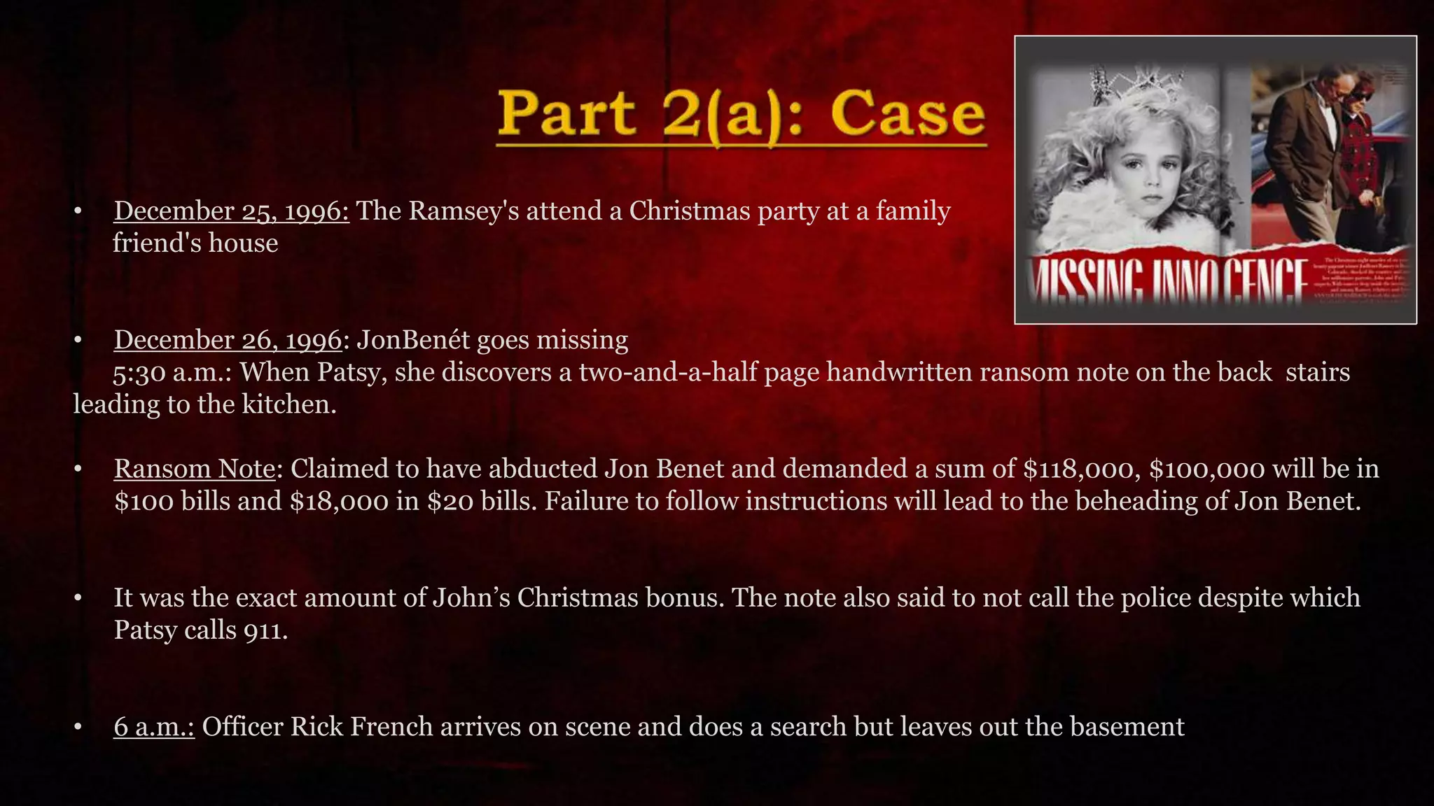 Case of JonBenet Ramsey | PPTX