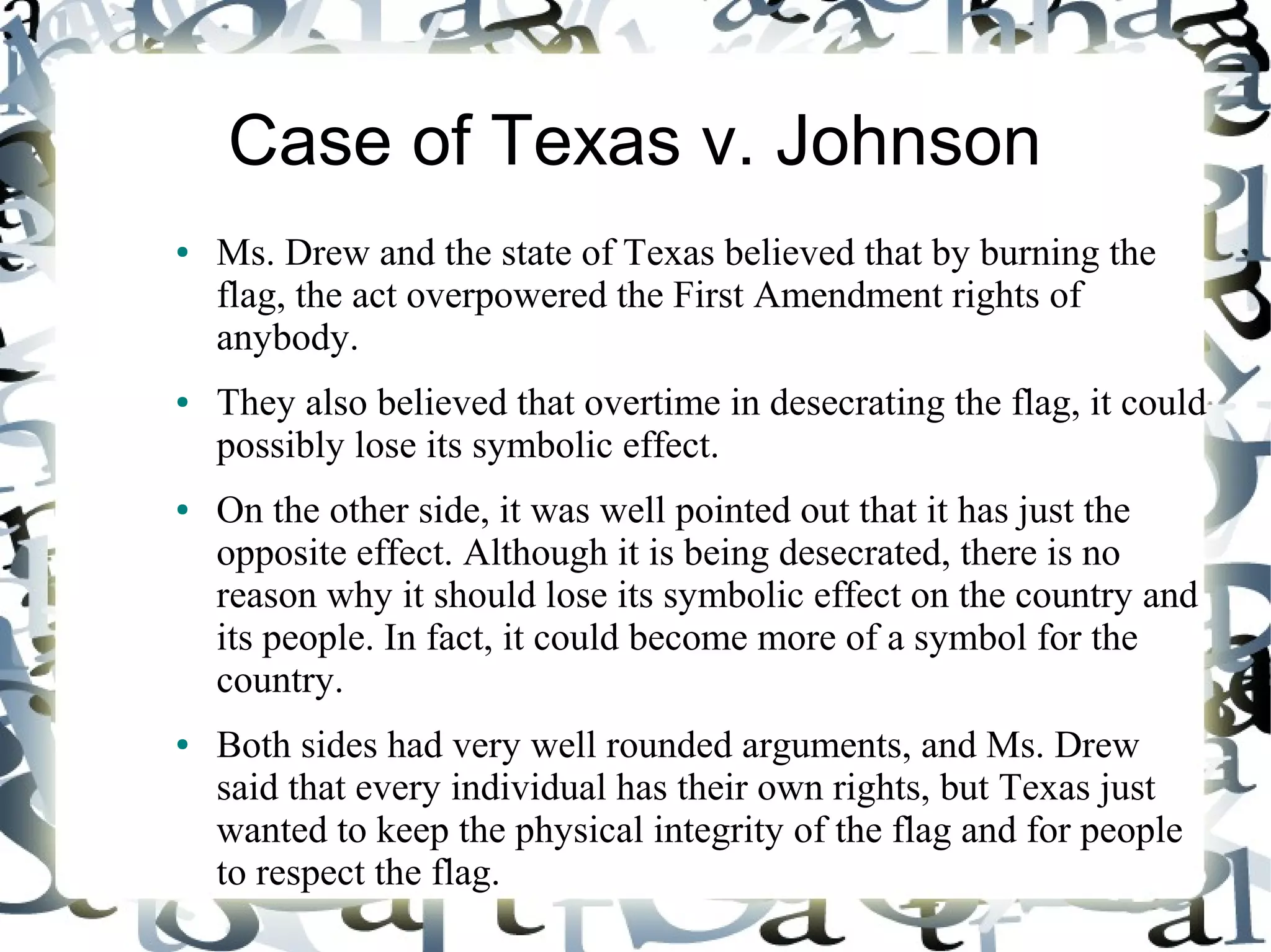 Case of texas v. johnson | ODP