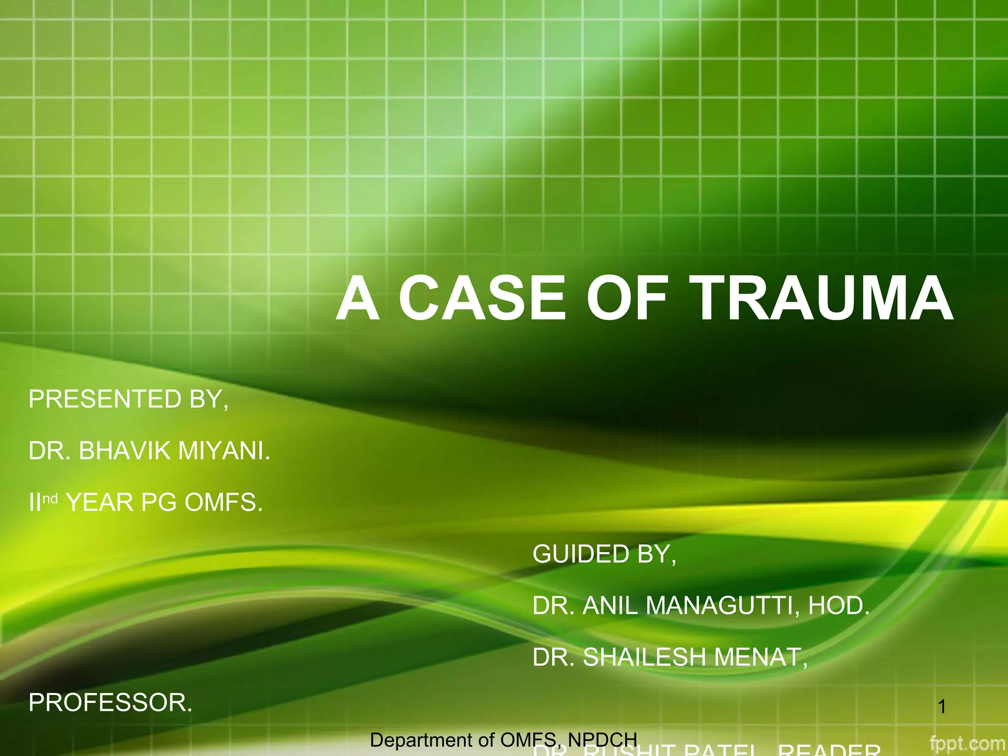 Case of trauma(Mandibular Left Parasymphysis and Right Angle Fracture ...