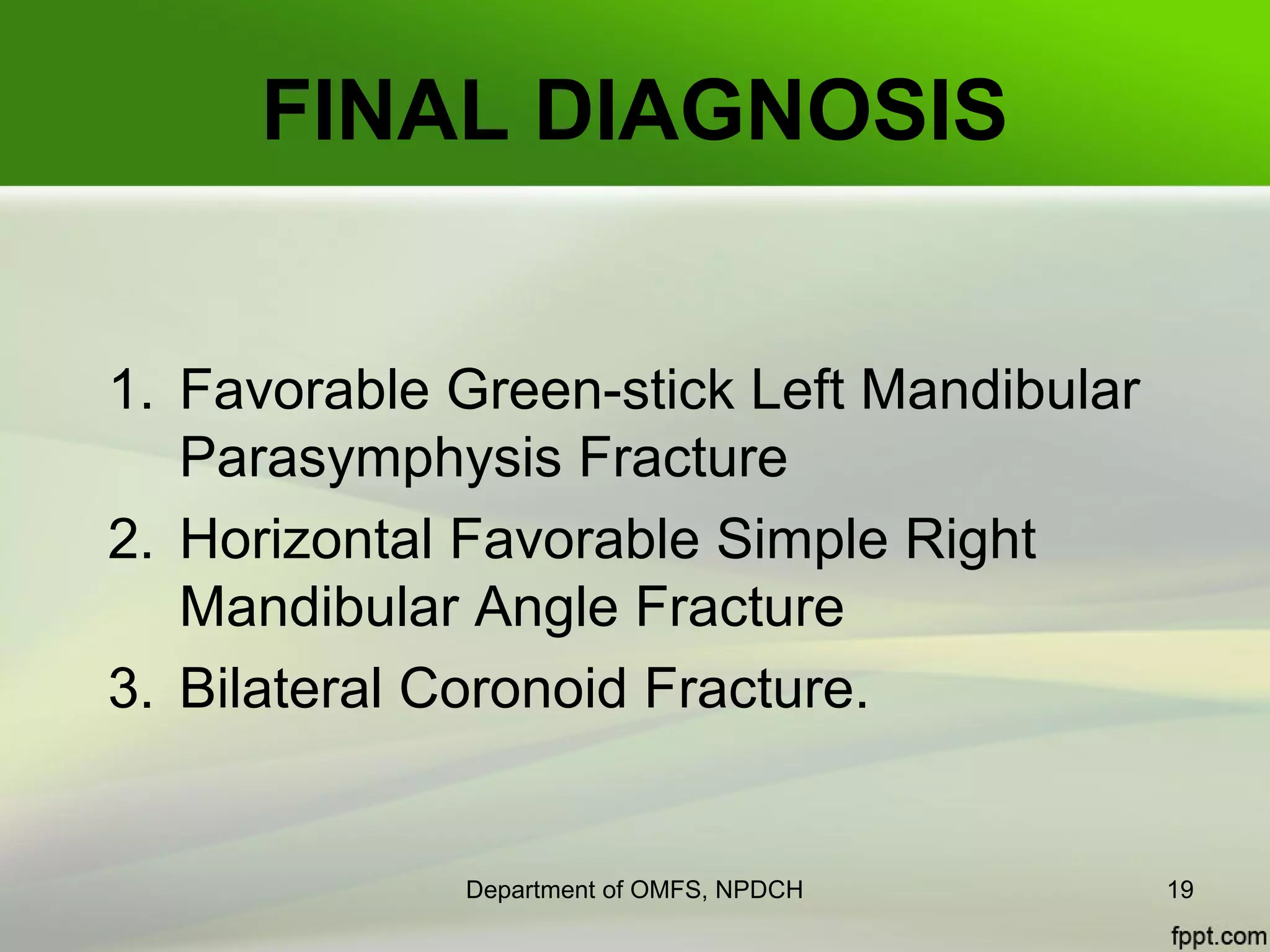 Case of trauma(Mandibular Left Parasymphysis and Right Angle Fracture ...