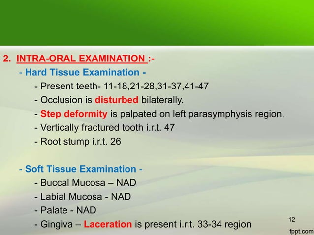 Case of mandibular parasymphysis and angle fracture | PPT | Death ...