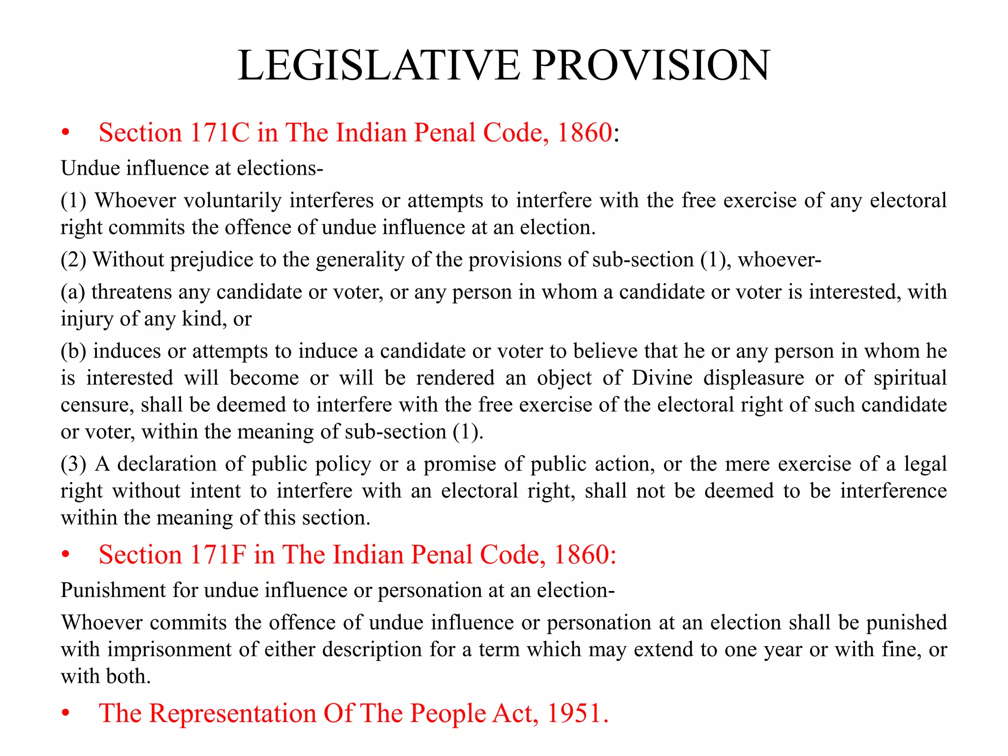 Case Analysis on offences related to elections IPC Section 171 C & 171 ...