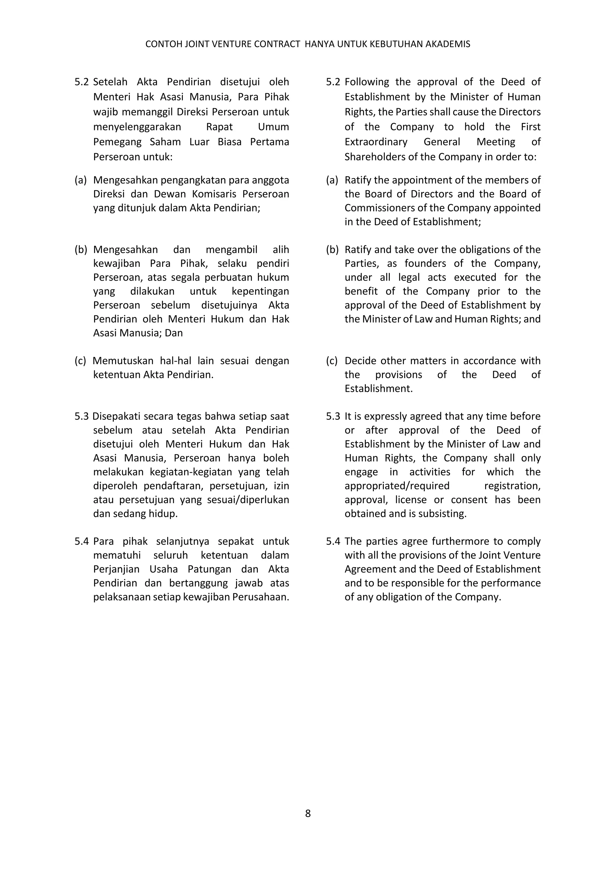 JOINT VENTURE AGREEMENT - PERJANJIAN USAHA PATUNGAN | PDF