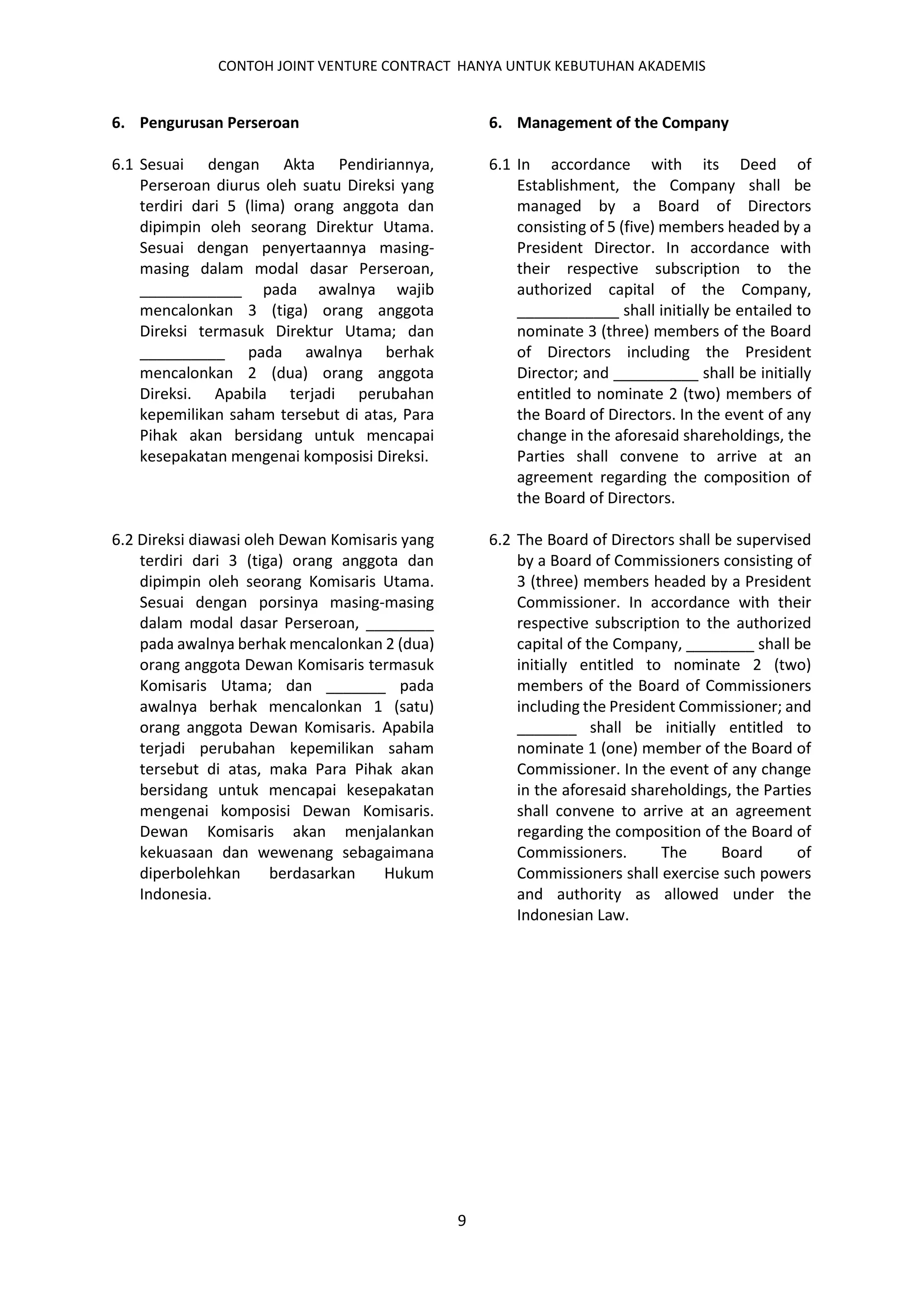 JOINT VENTURE AGREEMENT - PERJANJIAN USAHA PATUNGAN | PDF