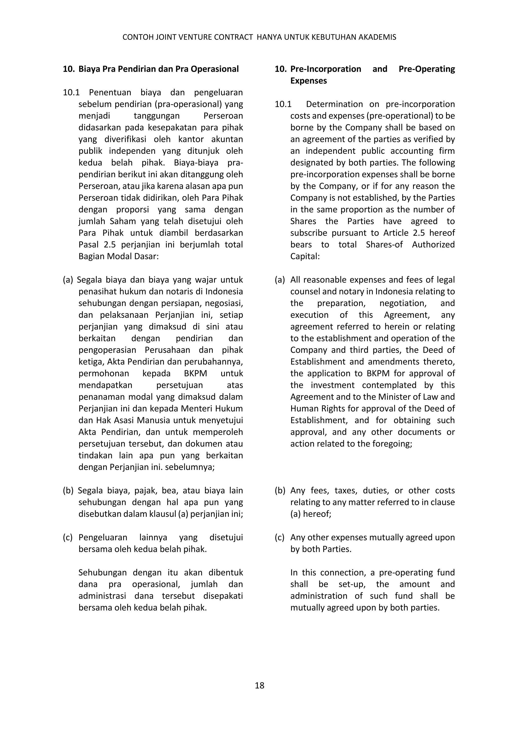 JOINT VENTURE AGREEMENT - PERJANJIAN USAHA PATUNGAN | PDF