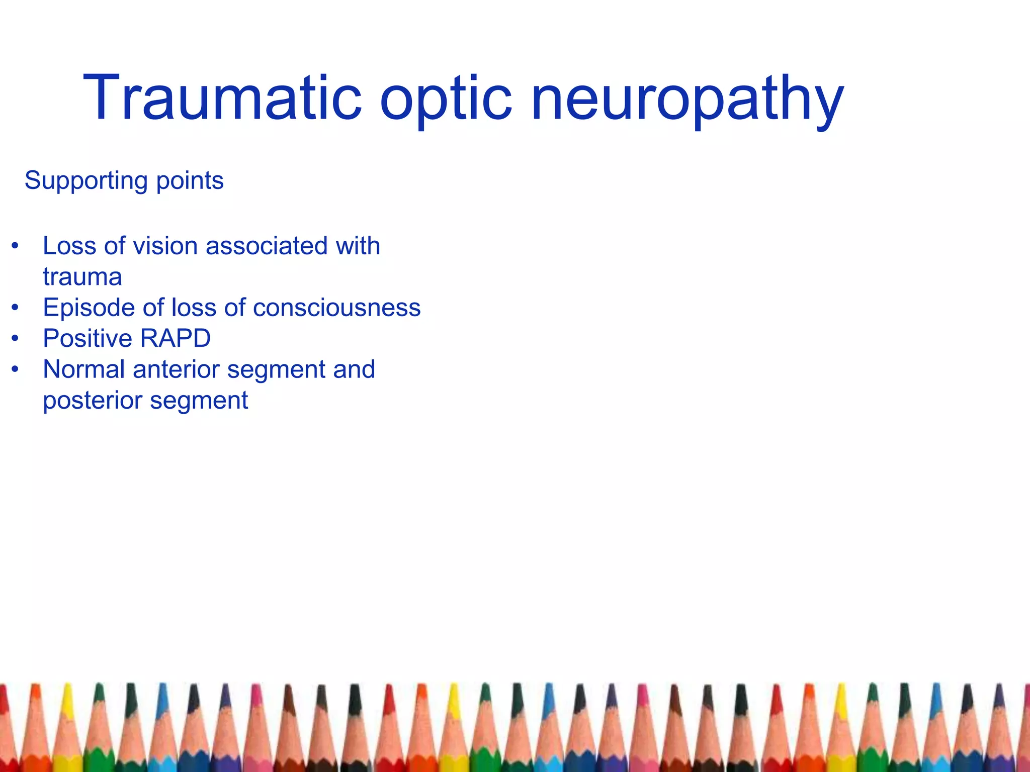 traumatic optic neuropathy | PPTX