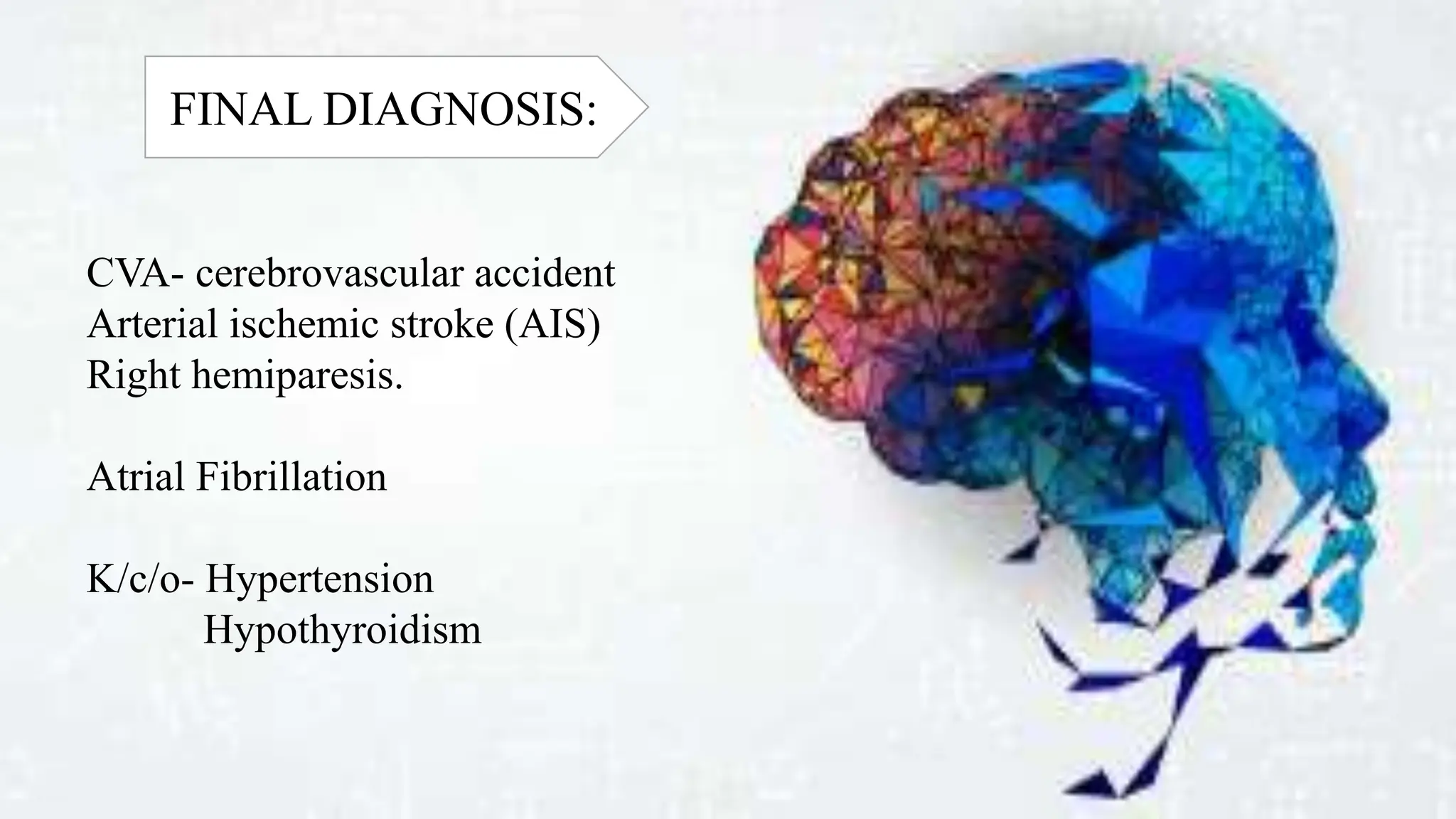 CASE PRESENTATION ON CEREBROVASCULAR ACCIDENT (ACUTE ISCHEMIC STROKE) WITH HEMIPARESIS | PPTX