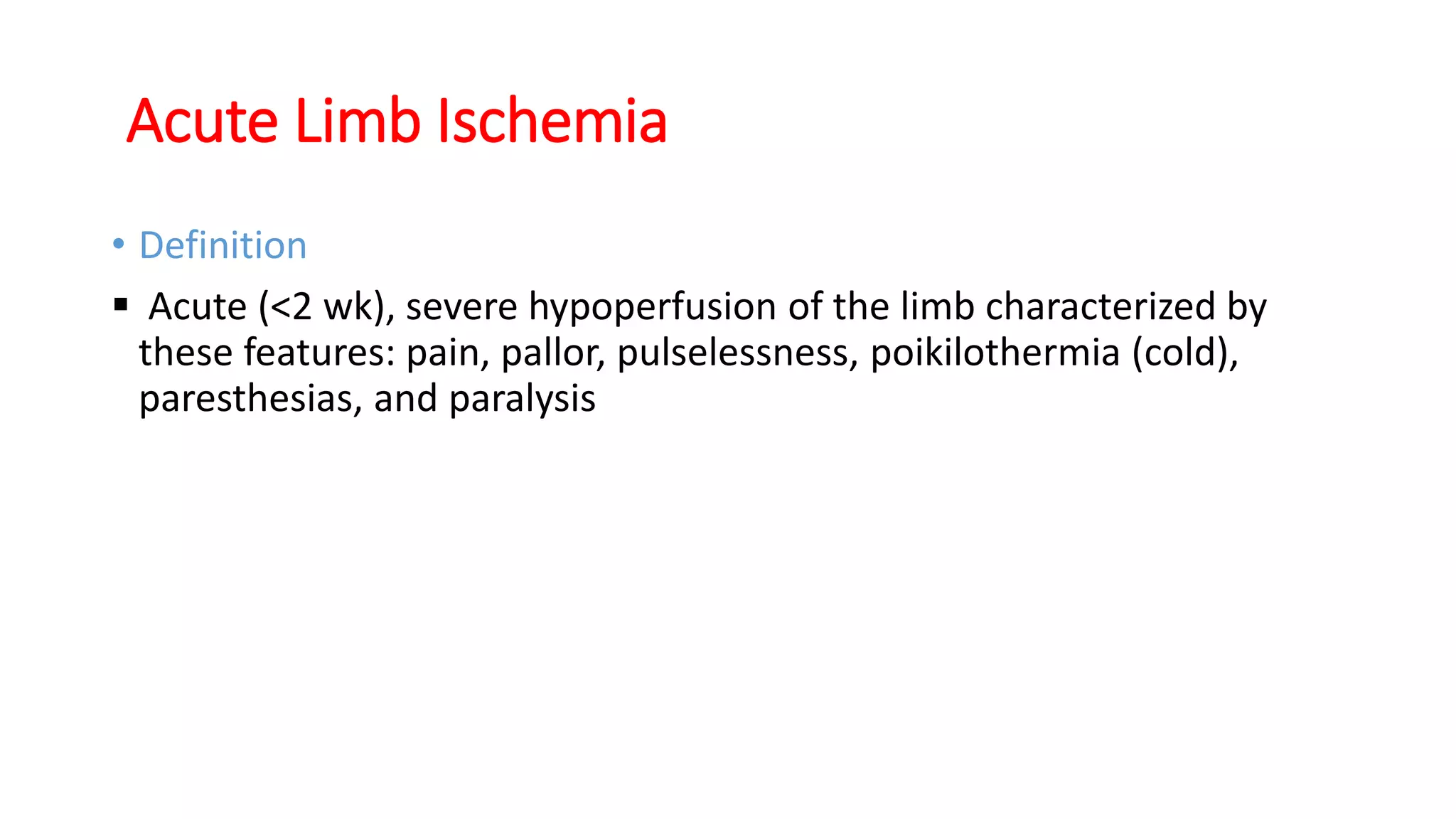 Acute Limb Ischemia | PPTX