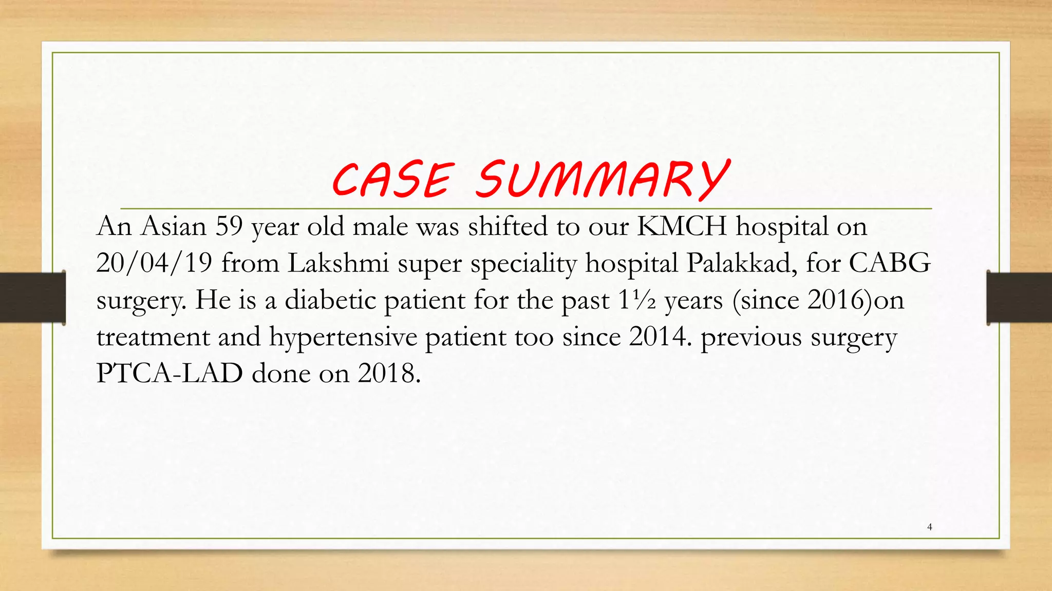 Case study on CABG surgery | PPTX