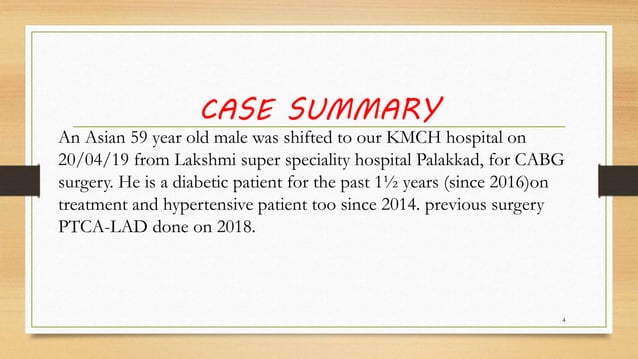 Case study on CABG surgery | PPTX | Heart and Cardiovascular Diseases | Diseases and Conditions