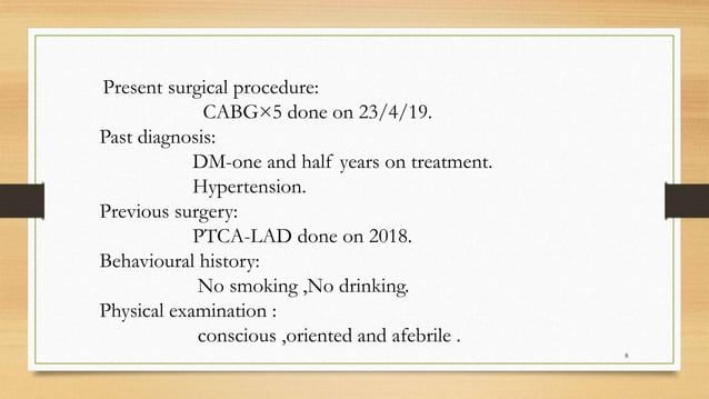 Case study on CABG surgery | PPTX | Heart and Cardiovascular Diseases ...