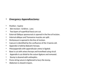 APPENDECTOMY INDICATIONS AND PROCEDURE............... | PPT