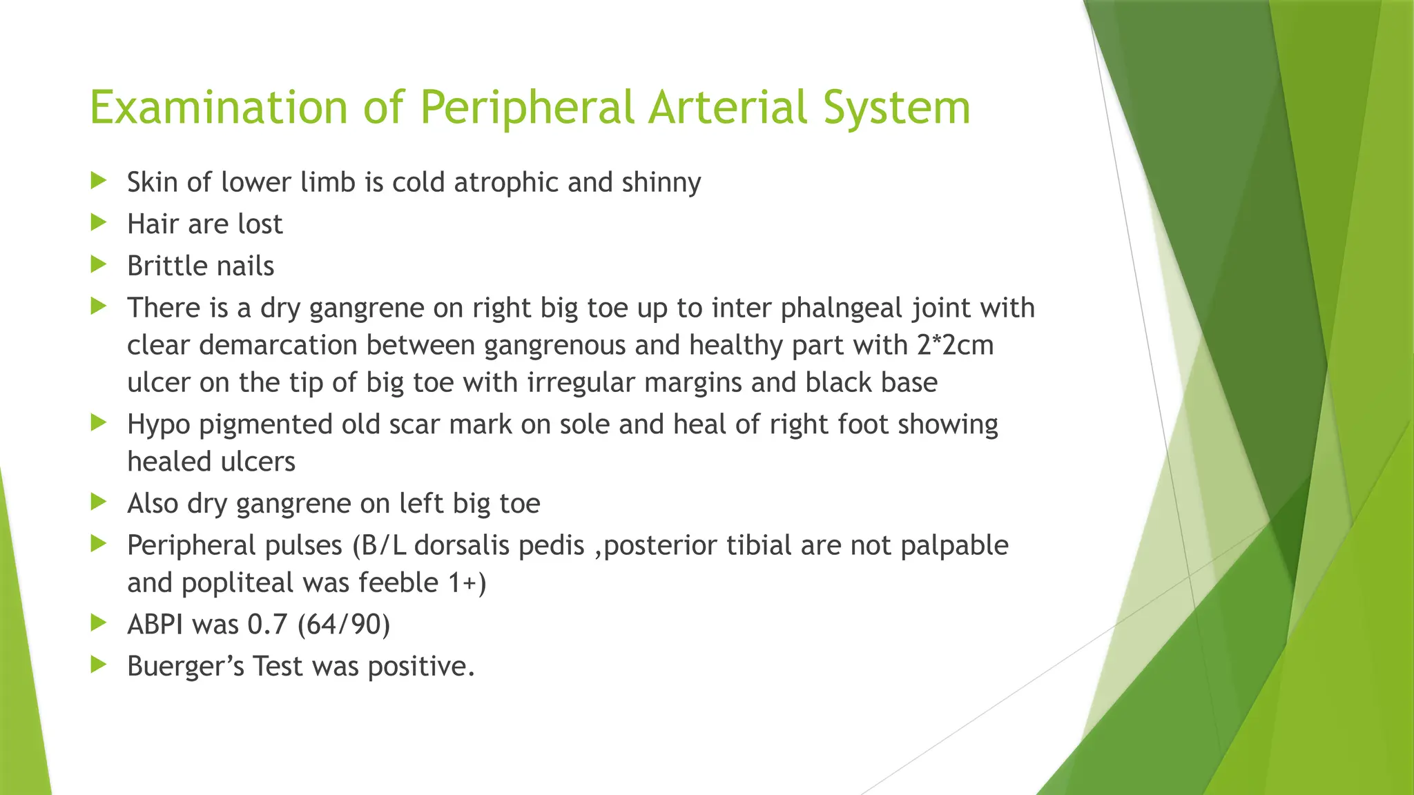 CASE PRESENTATION Peripheral vascular disease | PPT