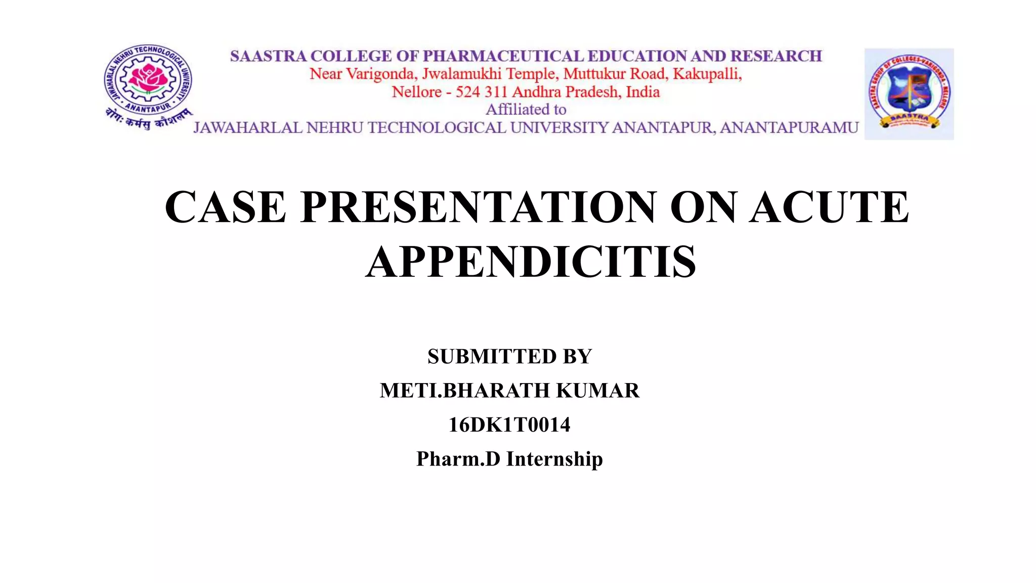 CASE PRESENTATION ON ACUTE APPENDICITIS | PPTX