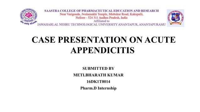 CASE PRESENTATION ON ACUTE APPENDICITIS | PPTX | Blood Disorders ...