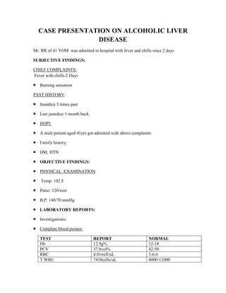 Case presentation on alcoholic liver disease | DOCX