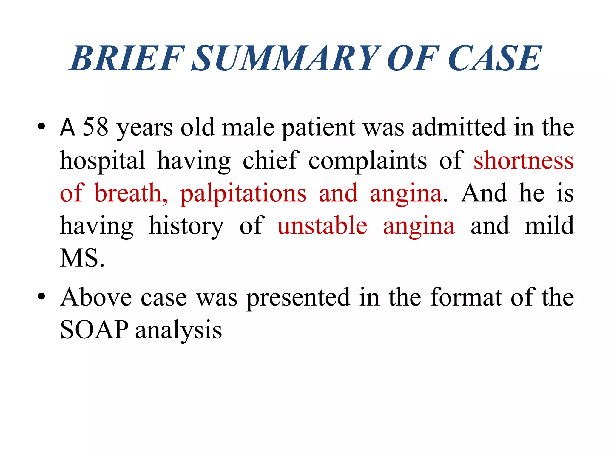 Case presentation on coronary artery disease | PPTX