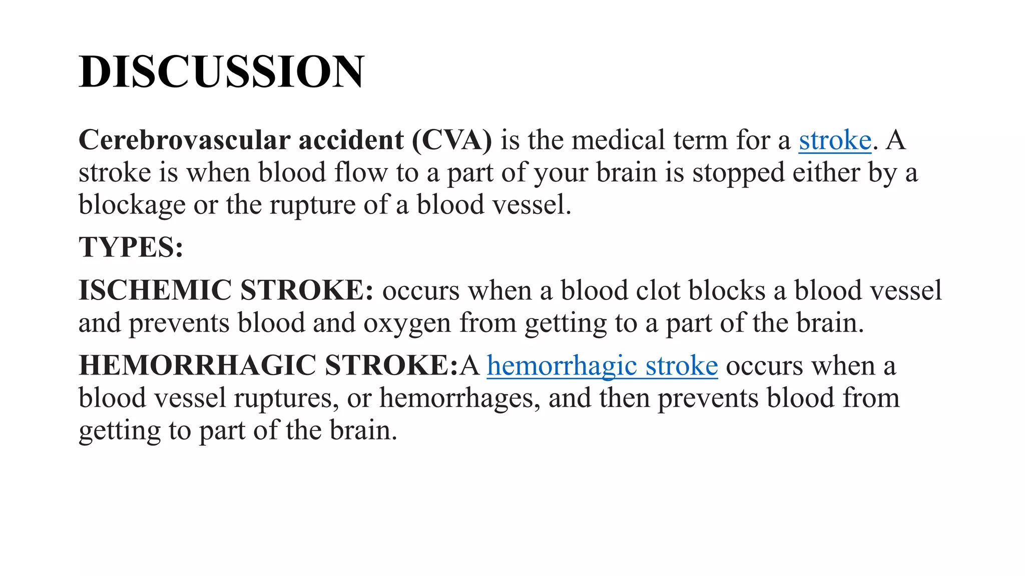 CASE PRESENTATION ON CVA STROKE | PPTX