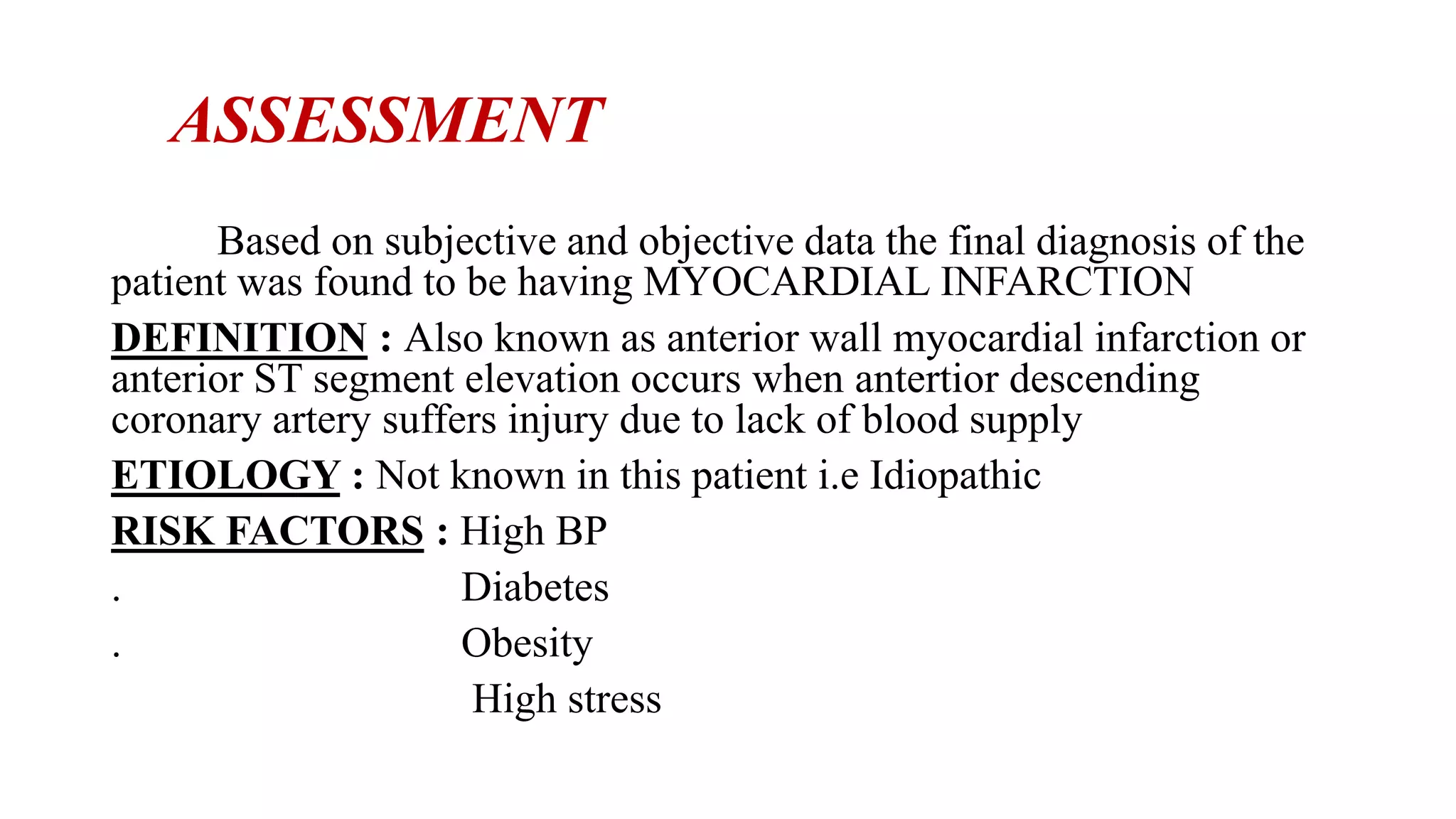 Case presentation on MYOCARDIAL INFARCTION | PPTX