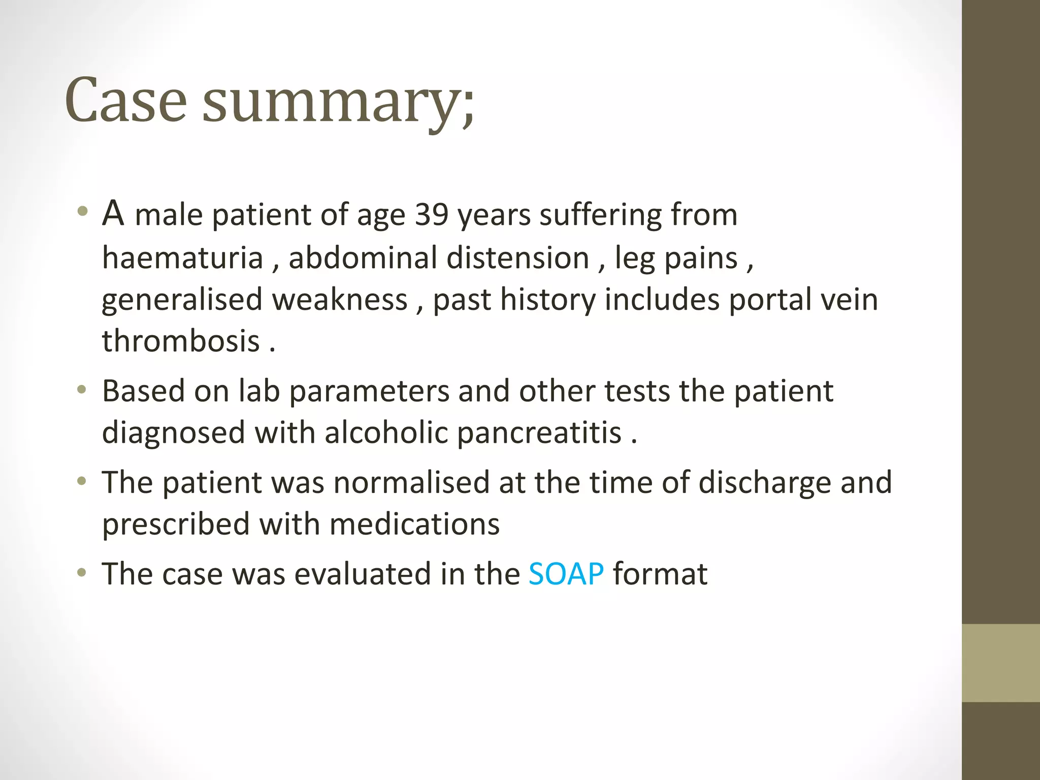 Case presentation on pancreatitis | PPTX