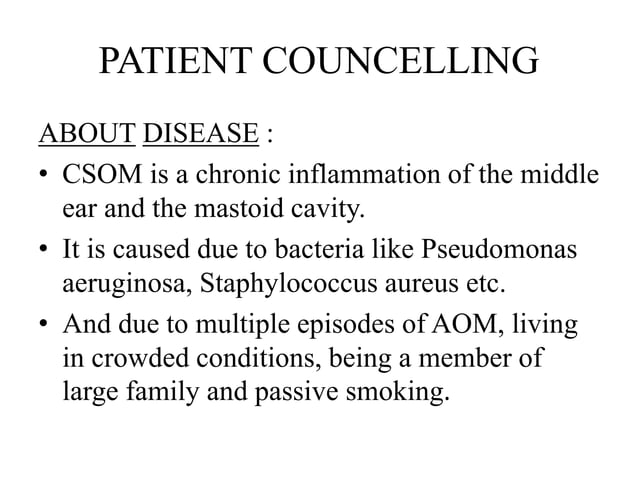Case presentation on csom 1 | PPTX | Ear, Nose and Throat Conditions ...