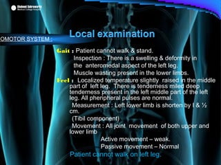 SPINAL TRAUMA/ INJURY: CASE PRESENTATION- WEAKNESS OF LIMBS FOLLOWING ...