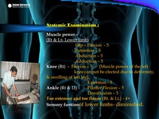 SPINAL TRAUMA/ INJURY: CASE PRESENTATION- WEAKNESS OF LIMBS FOLLOWING ...