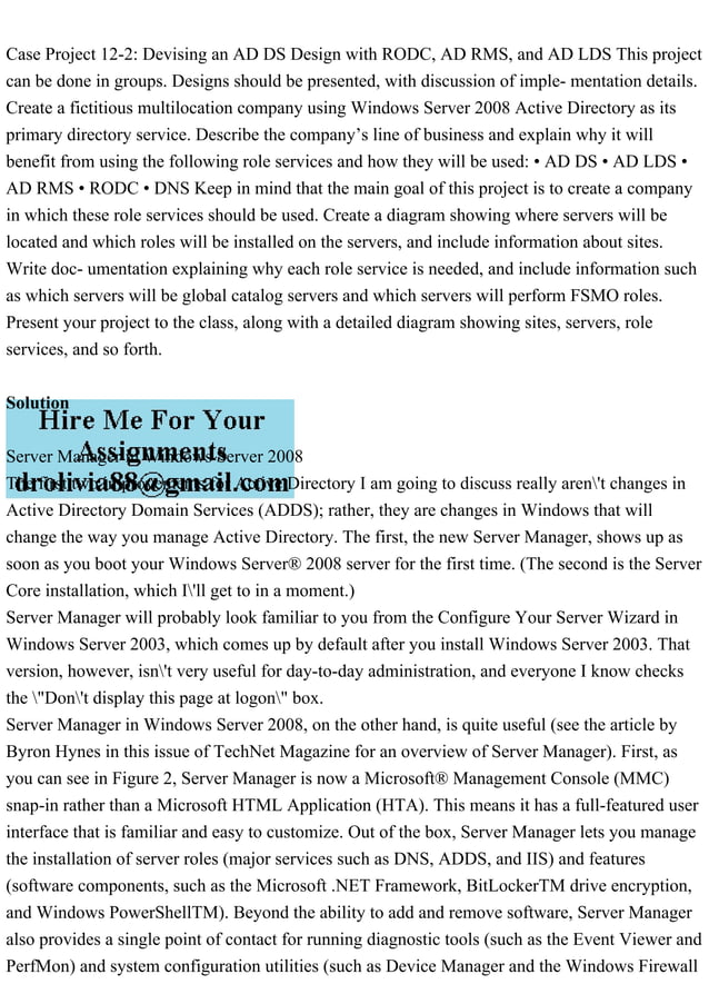 Case Project 12-2 Devising an AD DS Design with RODC, AD RMS, and A.pdf