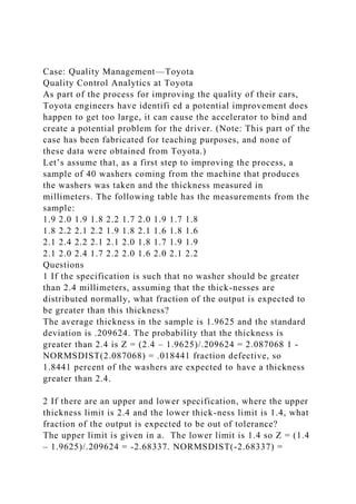 Case Quality Management—ToyotaQuality Control Analytics at Toyo.docx