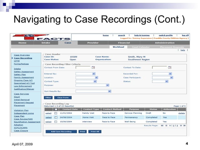 TFACTS Case Recordings Presentation | PPT | Technology & Computing