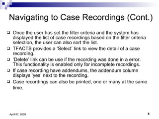 TFACTS Case Recordings Presentation | PPT