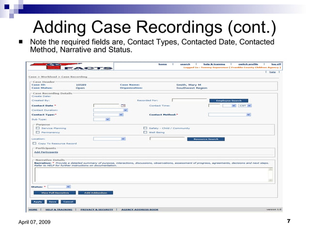 TFACTS Case Recordings Presentation | PPT | Technology & Computing