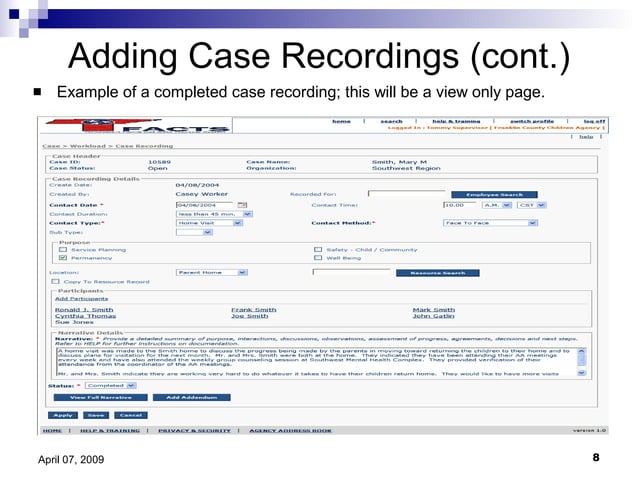 TFACTS Case Recordings Presentation | PPT | Technology & Computing