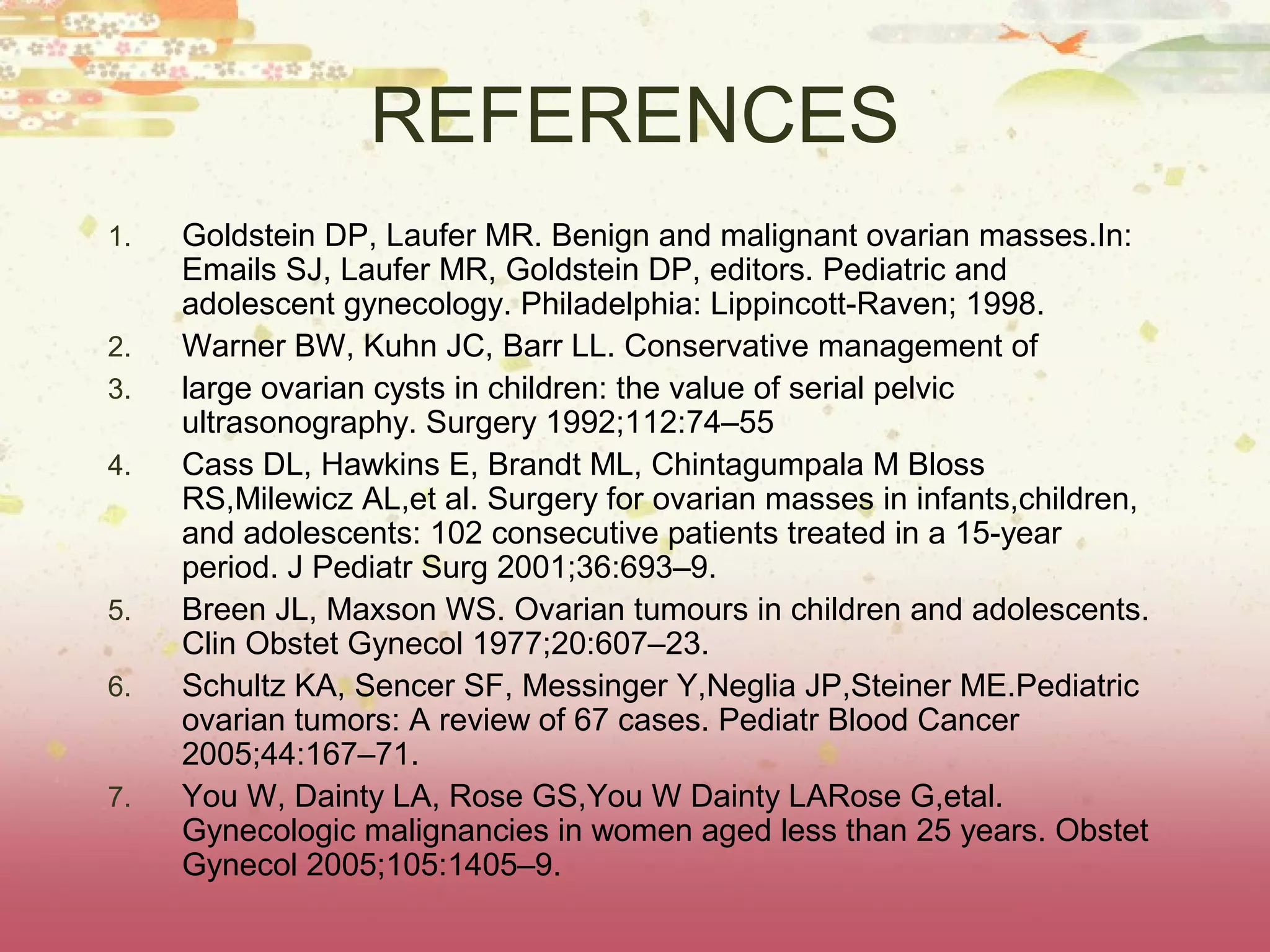 Case Report:Massive Ovarian Cyst in a Adolescent Girl | PPT
