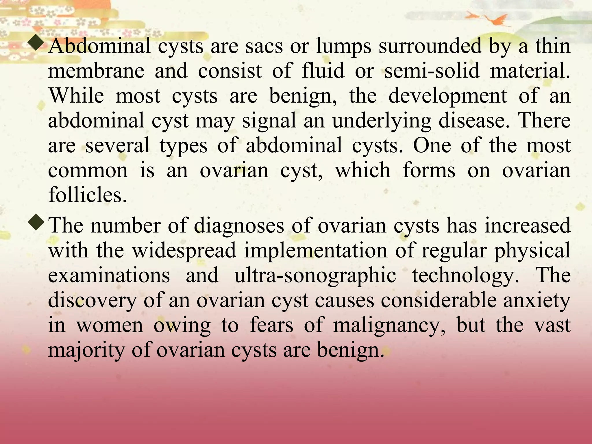 Case Report:Massive Ovarian Cyst in a Adolescent Girl | PPT