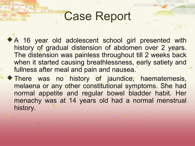 Case Report:Massive Ovarian Cyst in a Adolescent Girl | PPT | Pregnancy | Reproductive Health