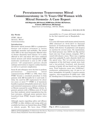 Percutaneous Transvenous Mitral Commissurotomy in 71 Years Old Woman ...