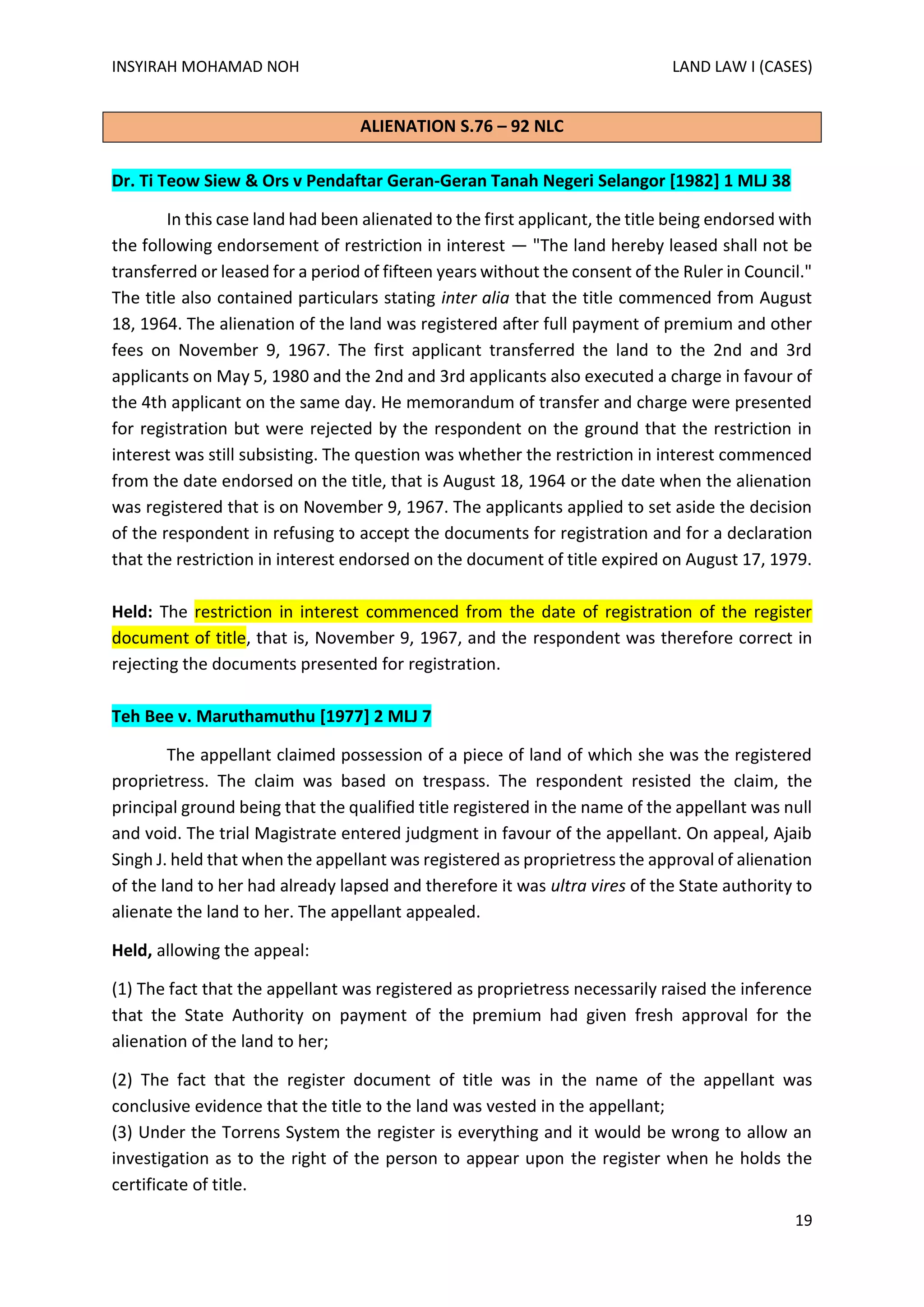 LAND LAW CASES | PDF