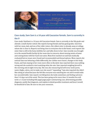 Case Sam Sam is a 14 year old Caucasian Sam.docx