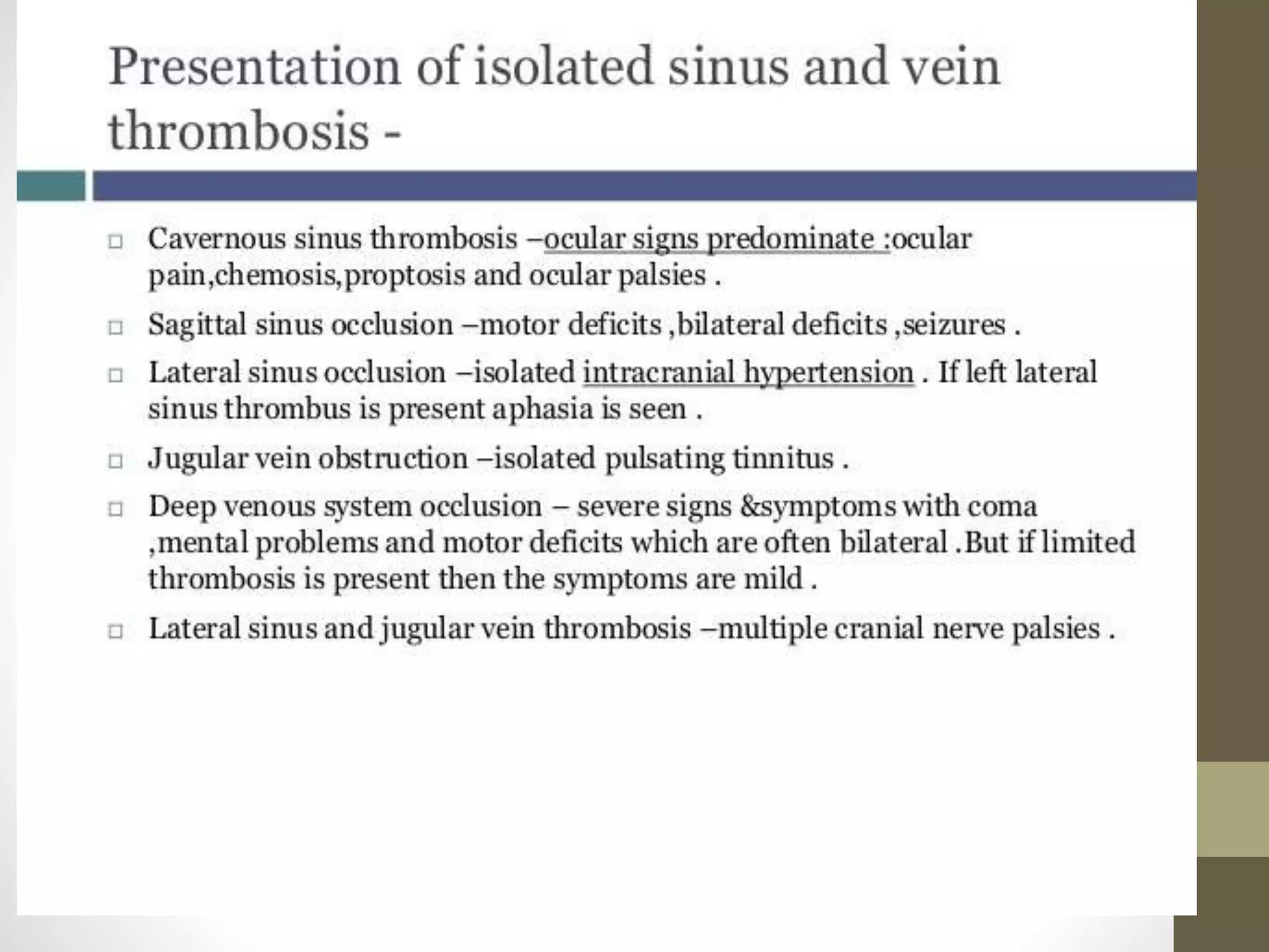 Case series -cerebral venous sinus thrombosis - Dr Shaz Pamangadan | PPTX