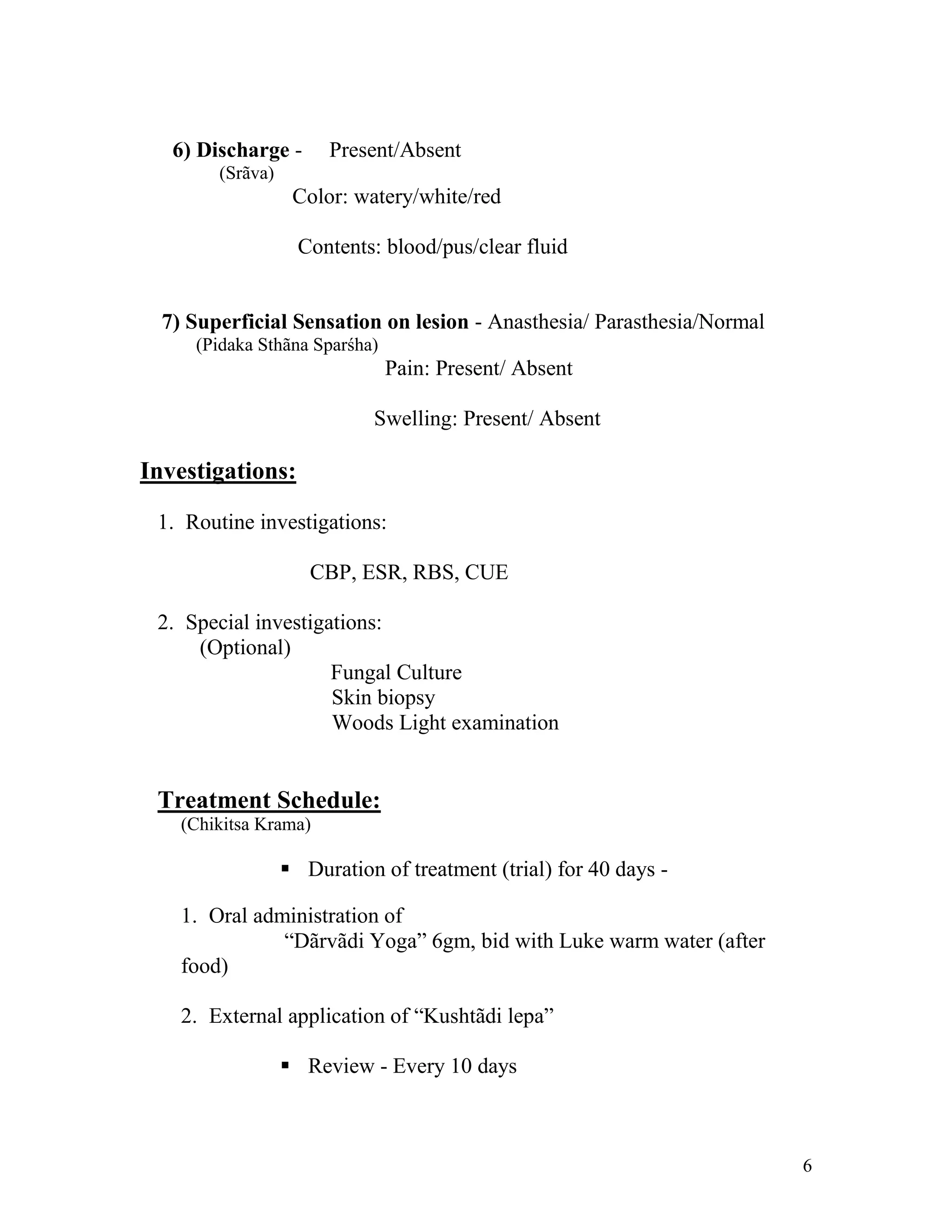 clinical case sheet format for Dadru kushta/ Fungal Infections | DOC ...