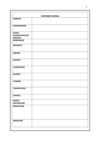 Case sheet for complete denture patients | PDF