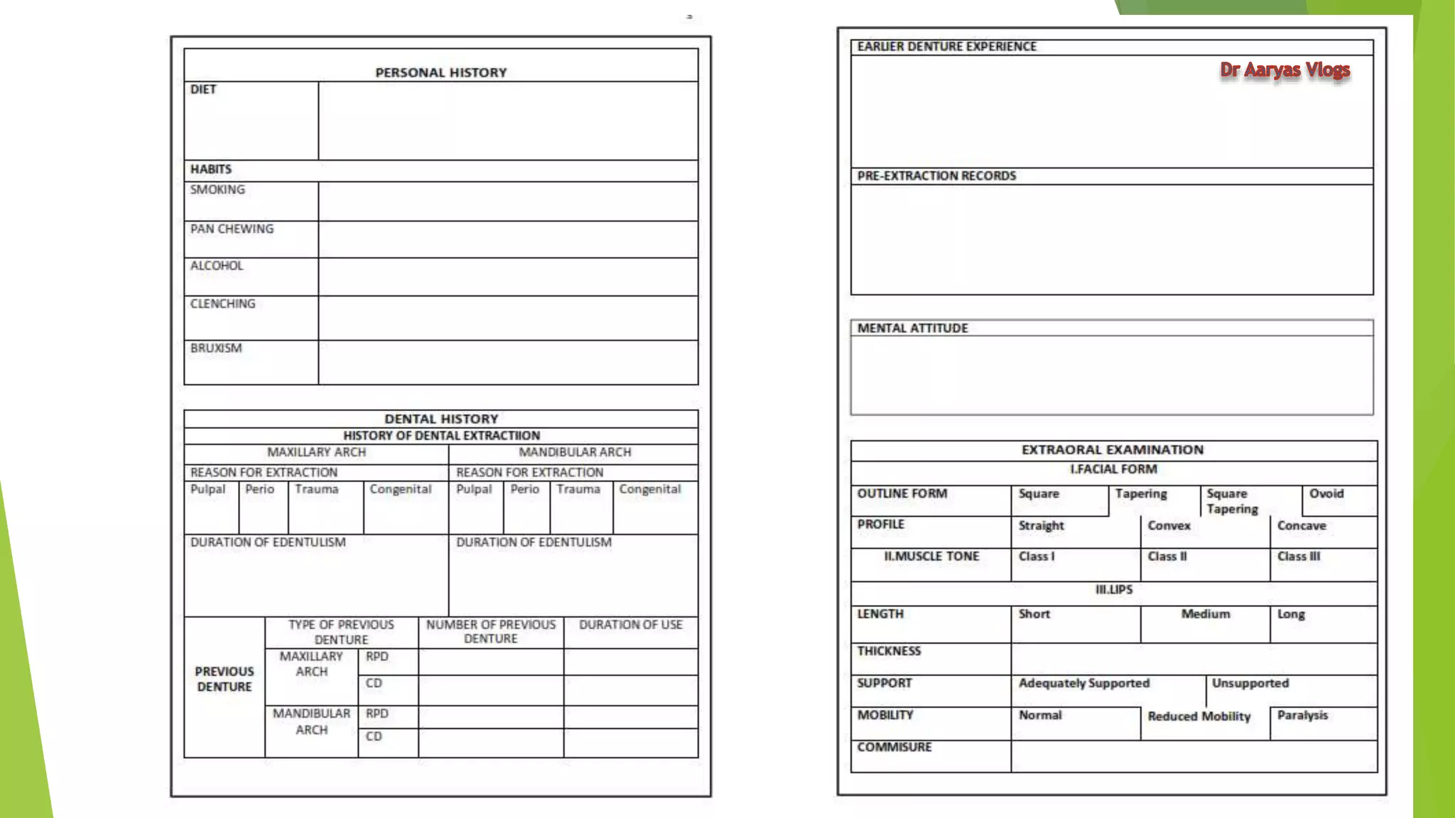 Case sheet for completely edentulous patients | PPTX