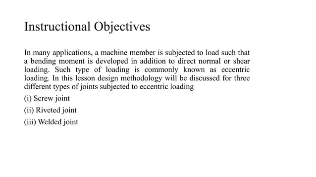 Cases of eccentric loading in bolted joints | PPTX | Physics | Science