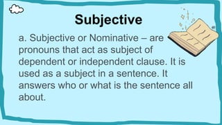Cases of Pronouns grade 10 third quarter week 2 | PPTX