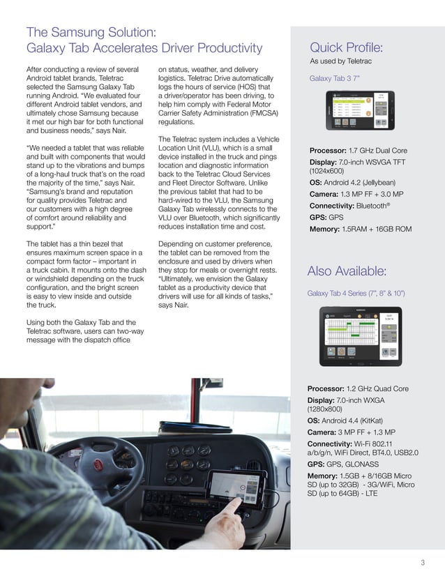 Samsung Galaxy Tab Helps Logistics Fleets Increase Driver Efficiency ...