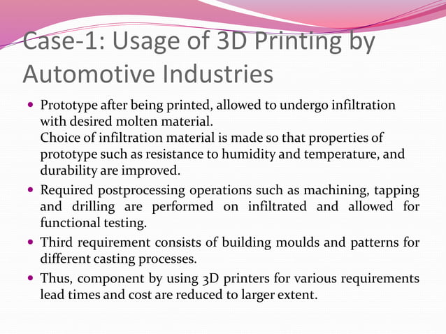 Case studies IN RAPID PROTOTYPING | PPTX | Automotive Industry | Industries